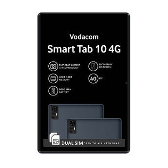 Vodacom Smart Tab 10 4G 32GB - Black | 10" Display, 6GB RAM, 5000mAh ...